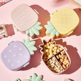 Clinaoy Lunch Box Easy to Carry Leak-proof Compartment Design Pineapple Shape 3 Grids Bento Case ...