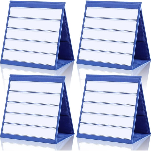 4 Pieces Tabletop Pocket Chart Standing for Classroom Desktop Double ...