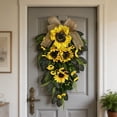 Artificial Sunflower Teardrop Wreath Hessian Burlap Bow Farmhouse Door ...