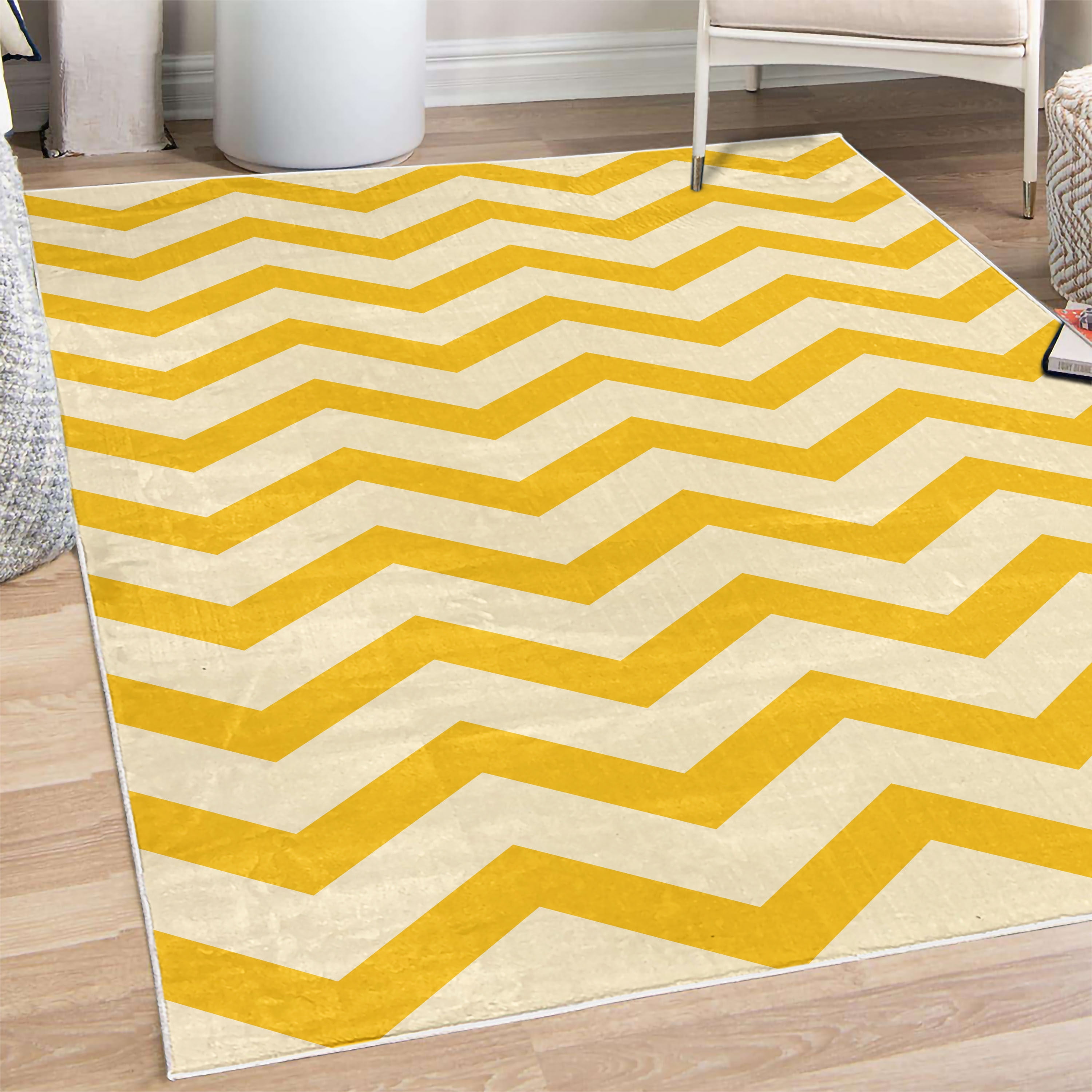 Striped Decorative Rug, Modern Summer Season Pattern Zigzag Tile Design ...