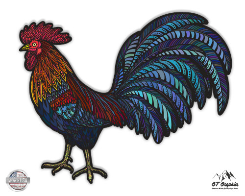 Rooster Colorful - 12" Vinyl Sticker Waterproof Decal - Walmart.com