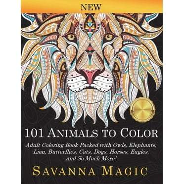 100 Animals Adults Coloring Book : Stress Relieving Animal Designs ...