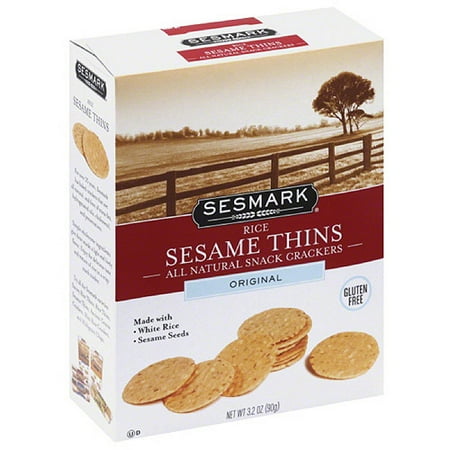 Sesmark Rice Sesame Thins Original All Natural Snack Crackers, 3.2 oz ...