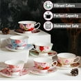 Tea Cup and Saucer Set of 6 (12 pieces), Floral Tea Cups, 8 Oz.Bone China Porcelain - Walmart.com