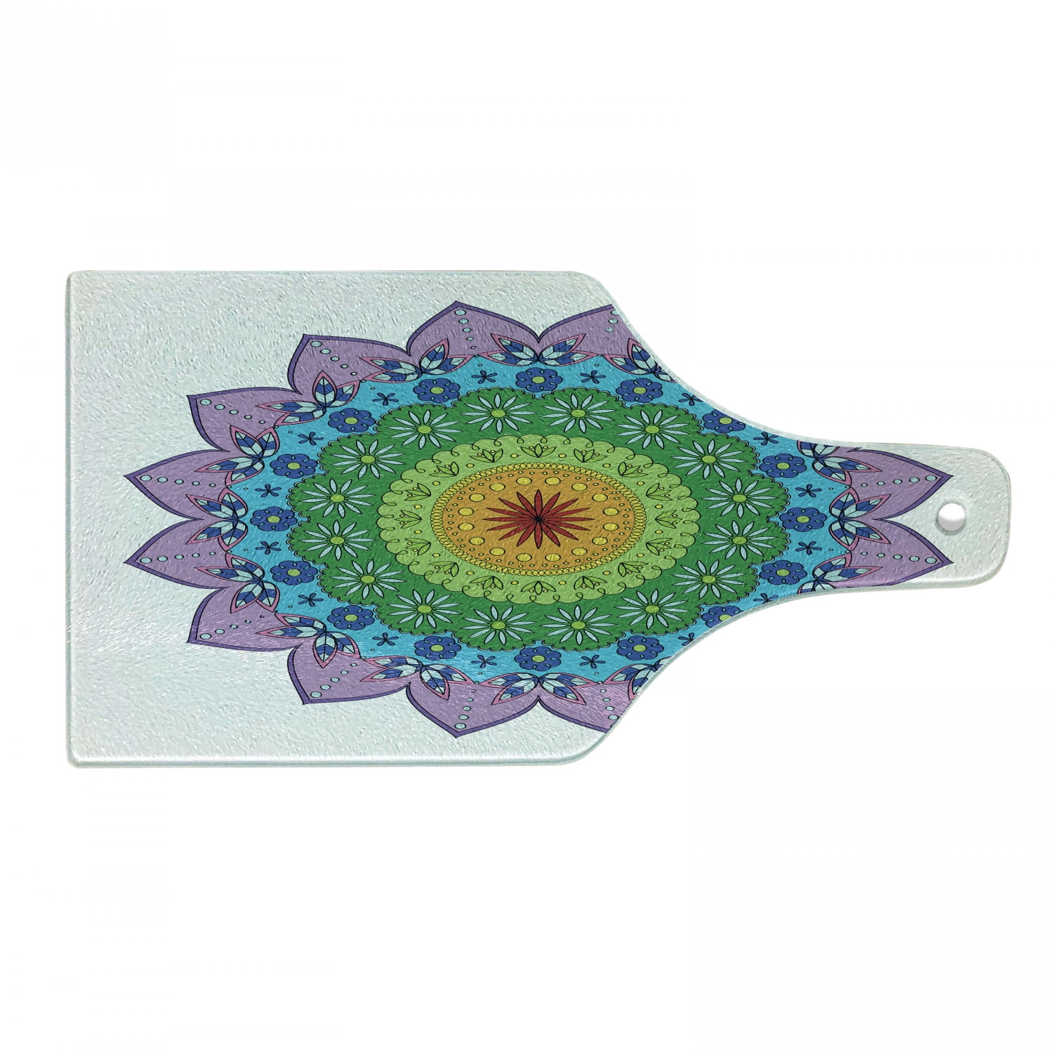Rainbow Mandala Cutting Board, Ornate Round Eastern Motif with Daisies ...