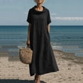 Afuyipoi Womens 100% Cotton Short Sleeve Loose Casual Maxi Dress, Soft ...