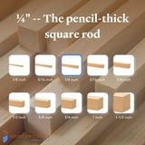 Wood Square Dowel Rods 1/4-inch x 48 Pack of 50 Wooden Craft Sticks for ...