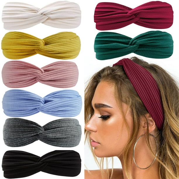 8 Pack Headbands for Women Non Slip for Short Hair Wide Turban Headband ...