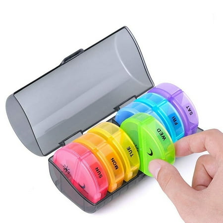 IKemiter Portable Pocket Pill Organizer 7 Day 14 Cell 2 Time A Day ...