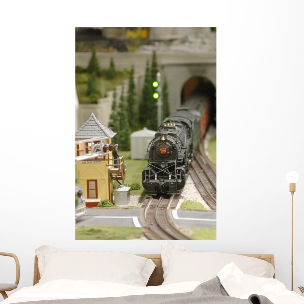 Model Train Wall Mural by Wallmonkeys Peel and Stick Graphic (48 in H x ...