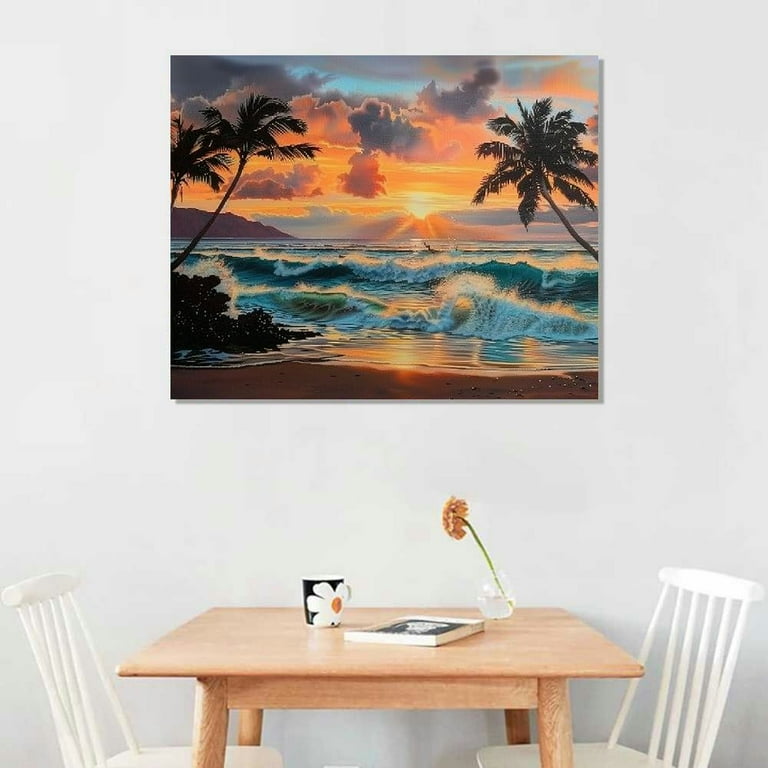 Painting Sunset Sea Tree