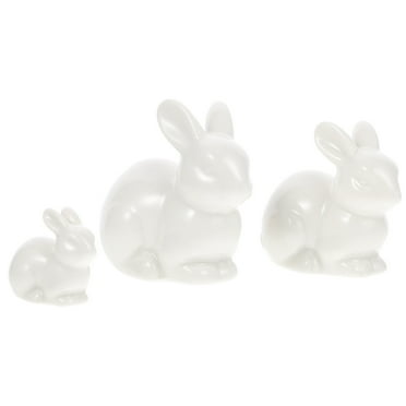 5pcs White Ceramic Rabbits Figurines Bunny Sculptures Rabbits Crafts ...