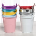 Travelwant Galvanized Metal Buckets with Handle Mini Round Flower Pot ...