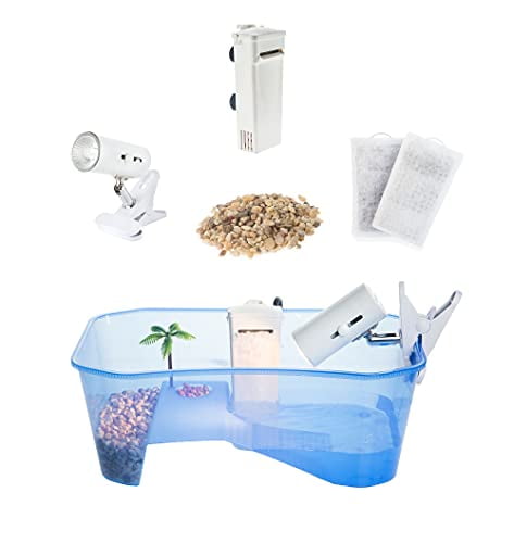 Turtle Tank Reptile Starter Kit Terrarium Includes Accessories with UV ...