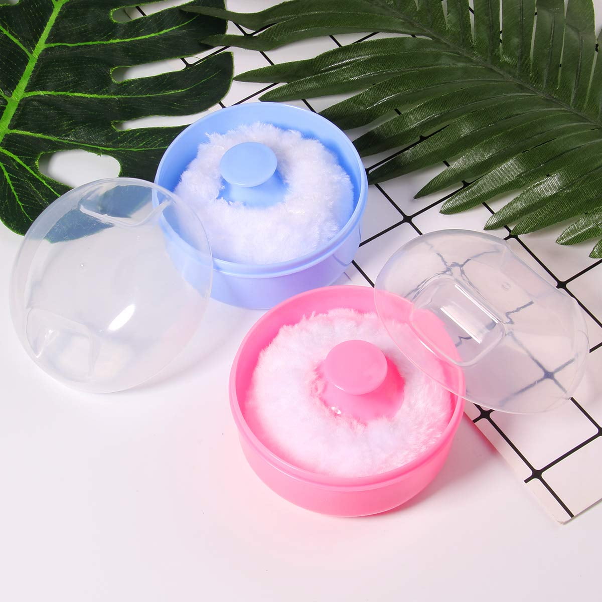 2pcs Fluffy Body Powder Case Talcum Powder Puff Container Box for Baby ...