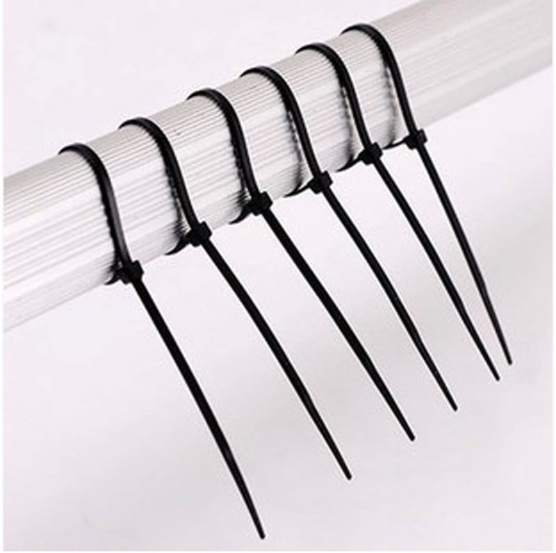 100PCS 8'' Locking Nylon Plastic Cable Ties Zip Wire Black Cord Wrap ...