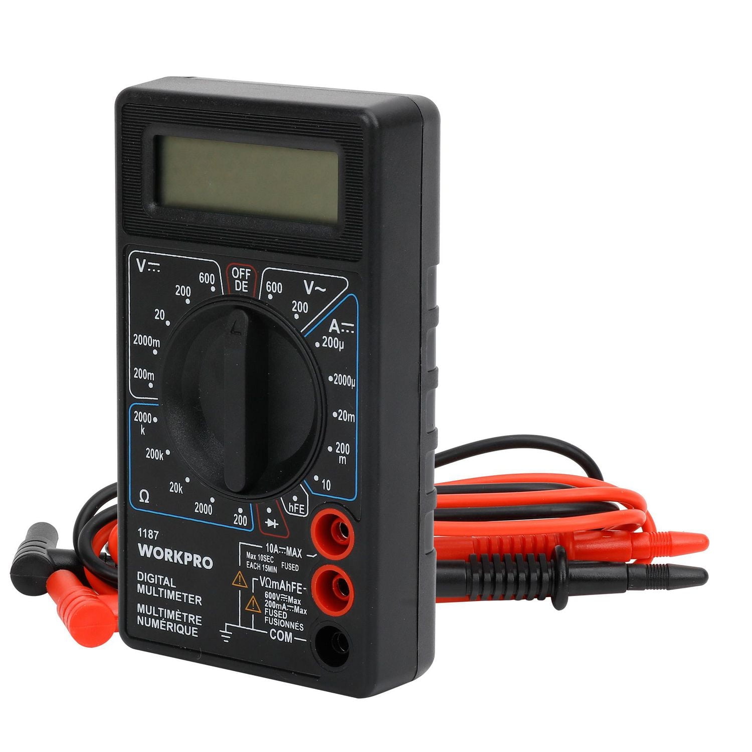 WorkPro Digital Multimeter with Test Leads - Checks Voltage (AC/DC ...