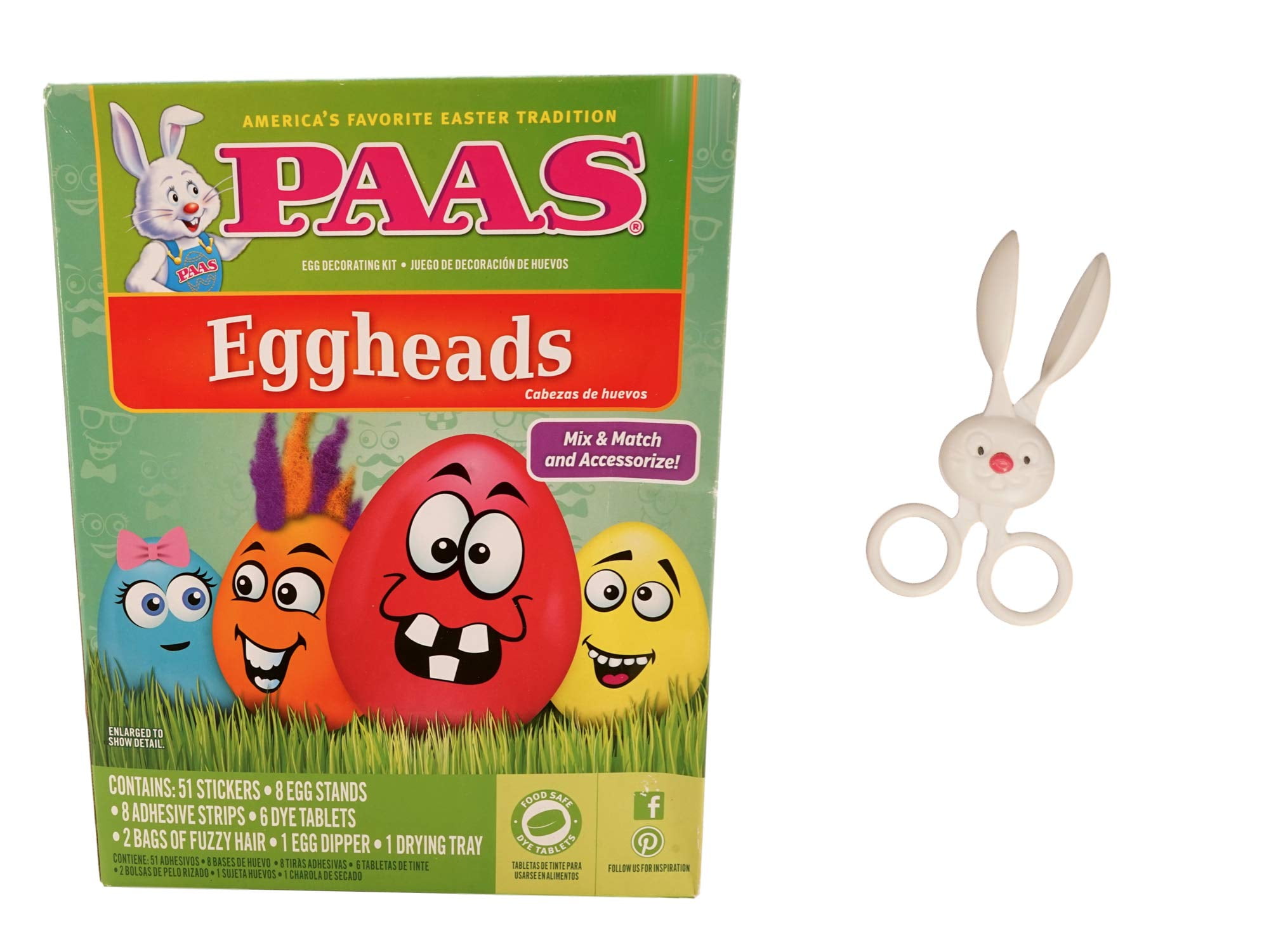 Eggheads Egg Decorating Bundle (1 Egghead Kit, 1 Bunny Egg Dipper Tong ...