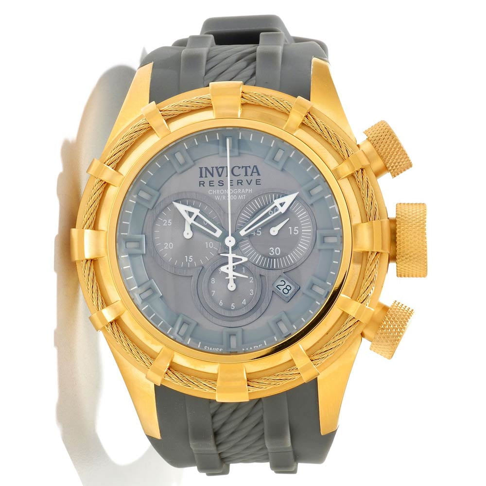 Invicta 11815 Men's Reserve Bolt Sport Grey Dial Grey Rubber Strap Gold ...