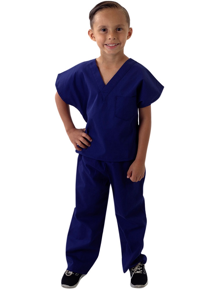 Natural Uniforms Kid's Unisex V-Neck Scrub Top & Elastic Scrub Pant Set ...