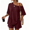 2 Piece Summer Set Oversized Top & Loose Fit Shorts with Pockets Casual ...