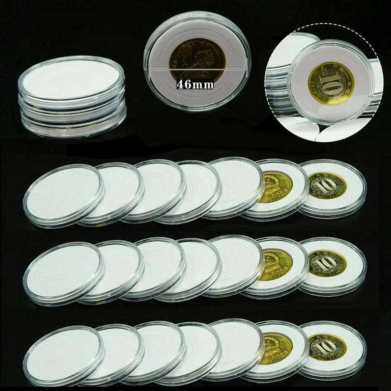 Clear Plastic Coin Holders 25mm Collection Storage 25-Piece Clear ...