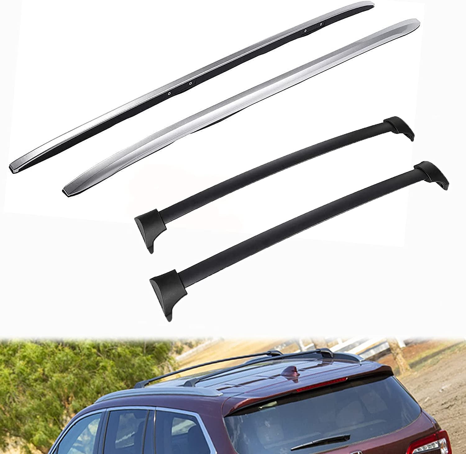 ROSY PIXEL 4Pcs Roof Rack Side Rails + Cross Bars for 2016-2022 Honda ...