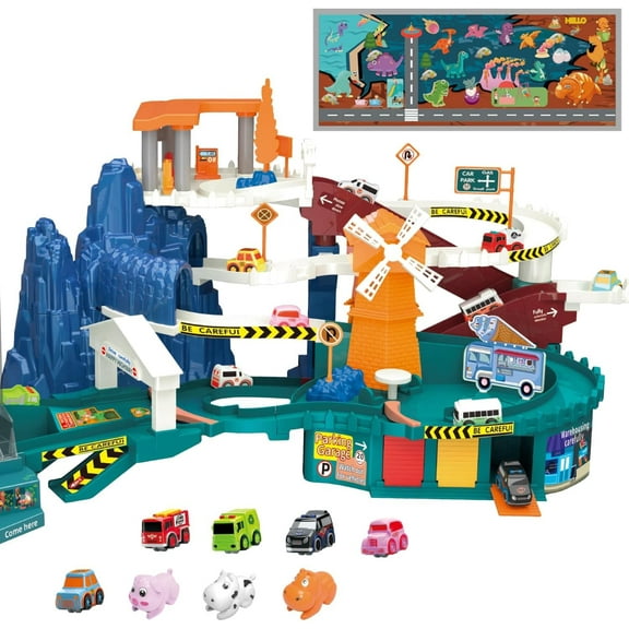 Bmag Race Track Set Garage Playset, Parking Garage Vehicle Playset Toys ...
