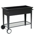HomeStock Mountain Lodge Black Mobile Metal Raised Garden Bed Planter ...