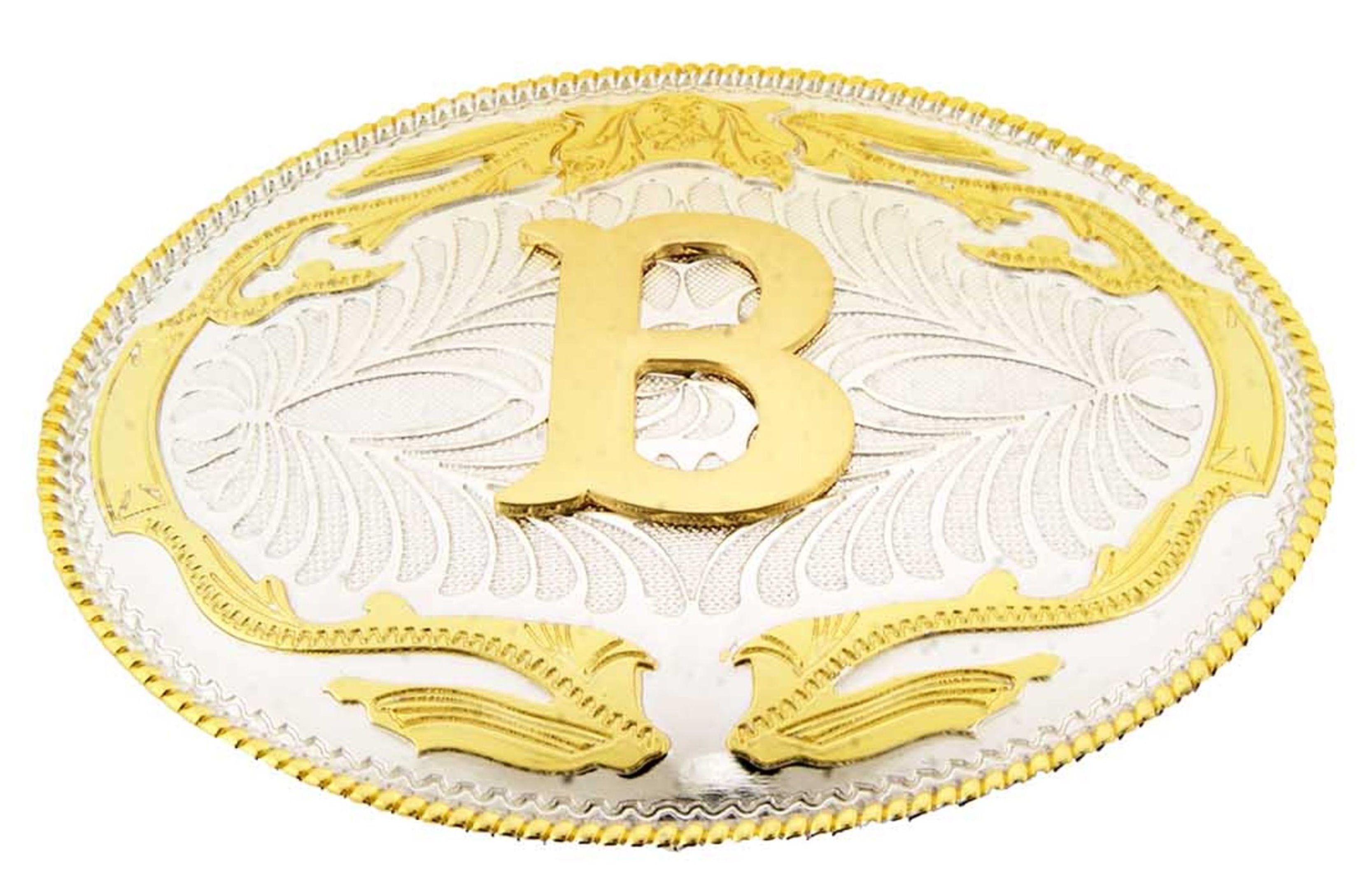 Big Initial Letter Alphabet B Belt Buckle Western Cowboy Rodeo Gold ...