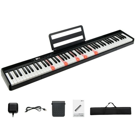 Gymax 88-Key Electric Lighted Piano Portable MIDI Keyboard Split ...