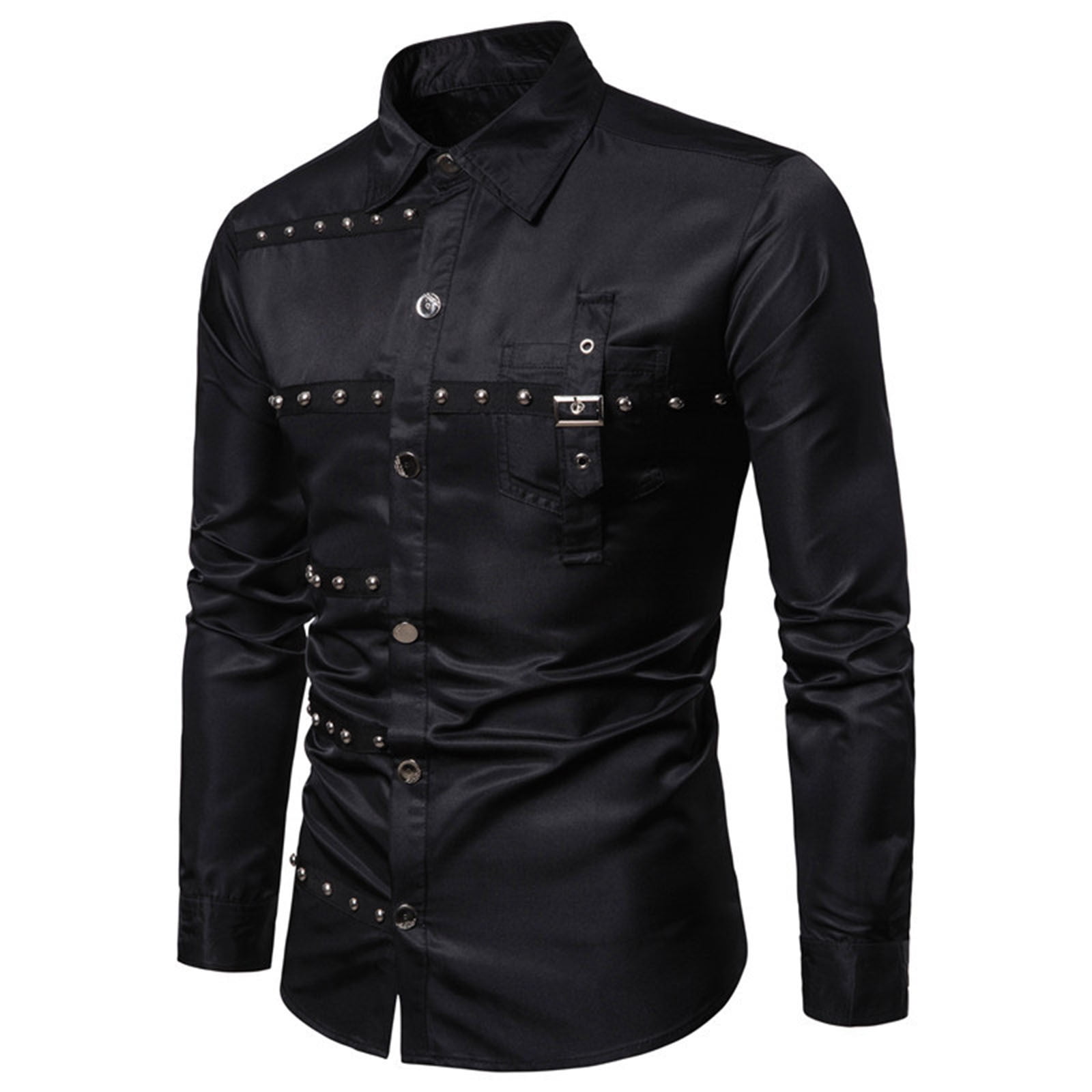 Click here for Rxirucgd Mens Gothic Style Design Solid Color Butt... prices