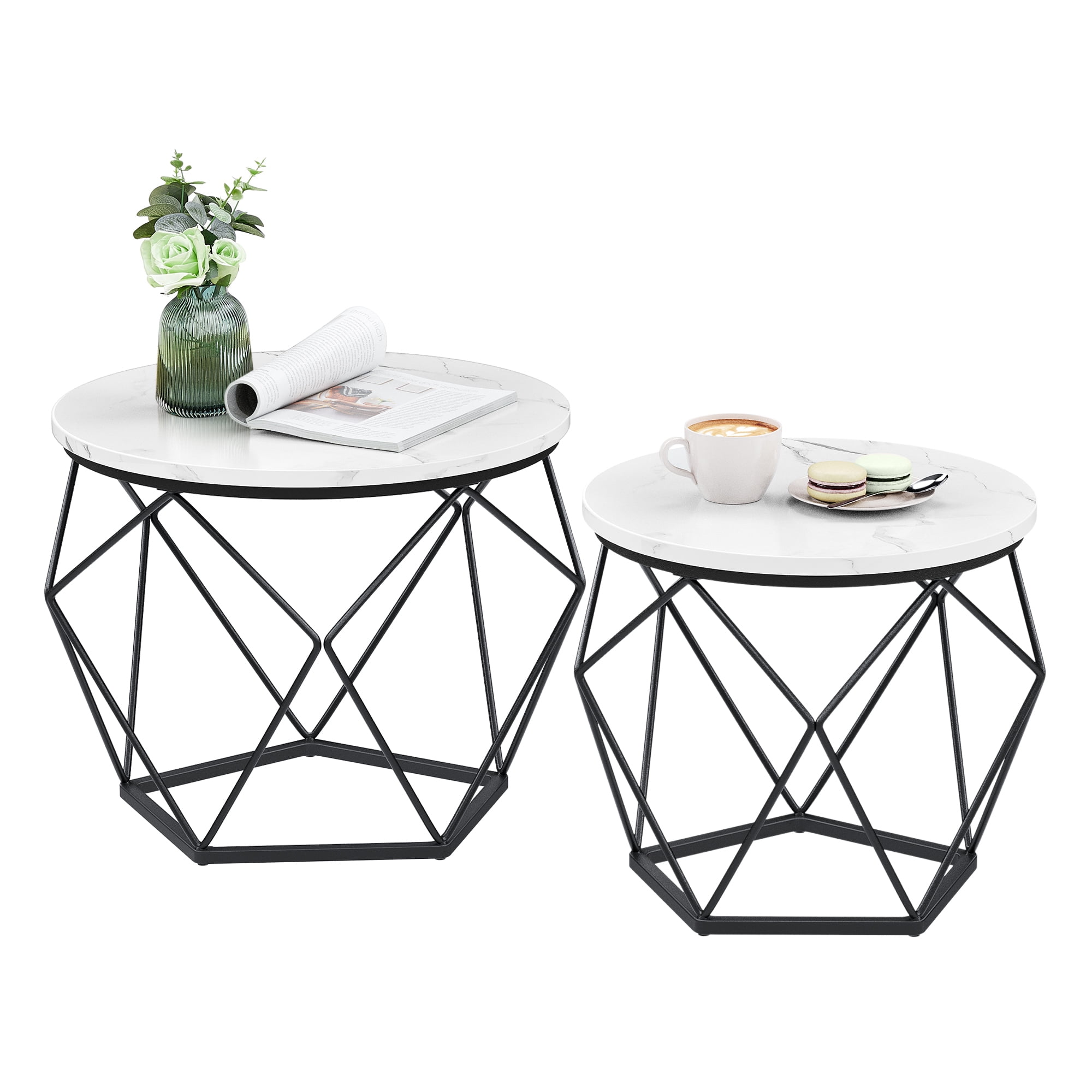 Click here for Vasagle Small Coffee Table Set Of 2  Round Coffee... prices
