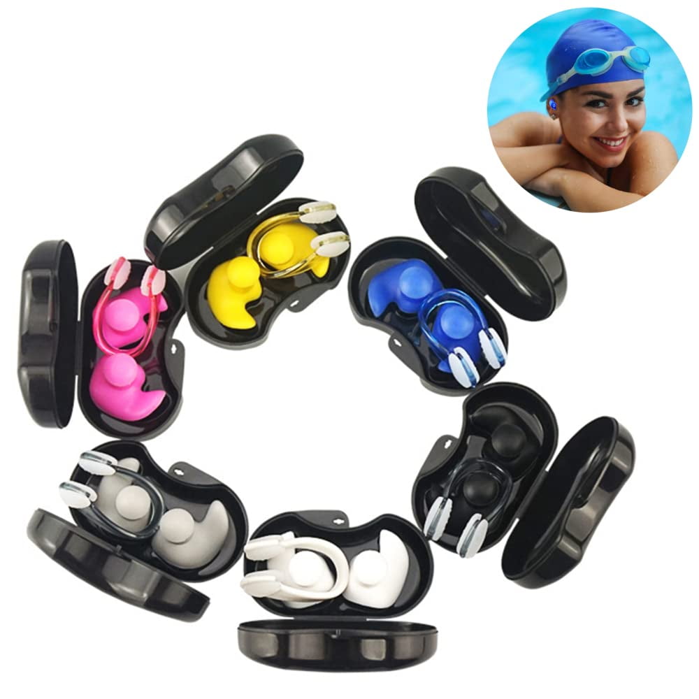6 Sets Silicone Swimming Ear Plugs with Nose Clip, ProfessionalReusable ...
