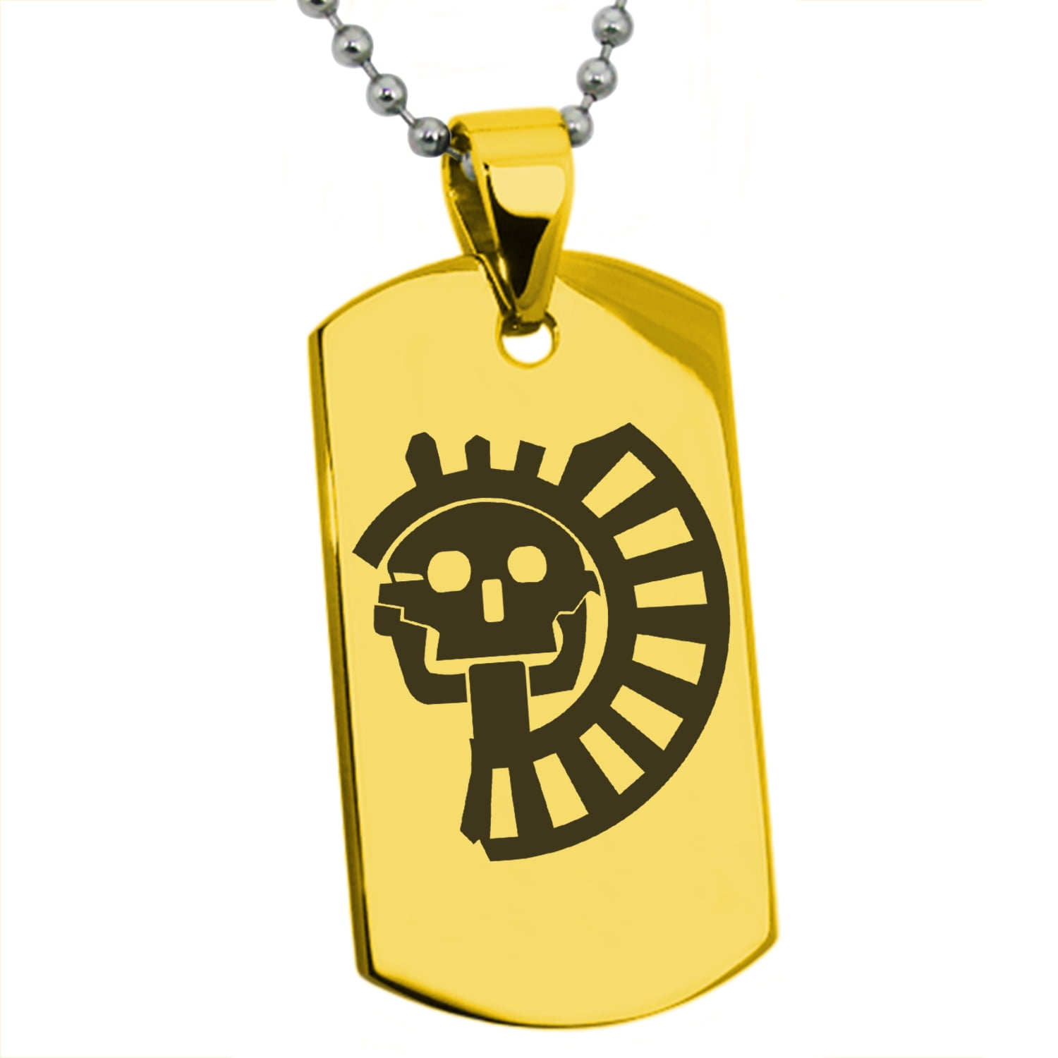 Stainless Steel Aztec Chief Tribe Rune Engraved Dog Tag Pendant ...