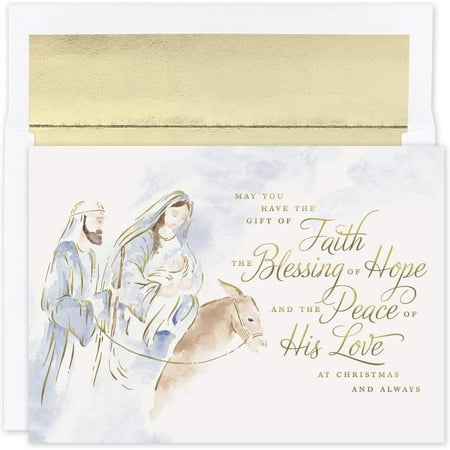 Holiday Collection 18-Count Boxed Religious Christmas Cards With Foil ...