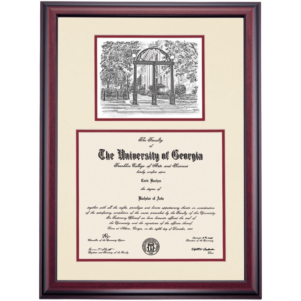 OCM Diploma Frame for University of Georgia UGA, Ivory/Maroon Mat with ...