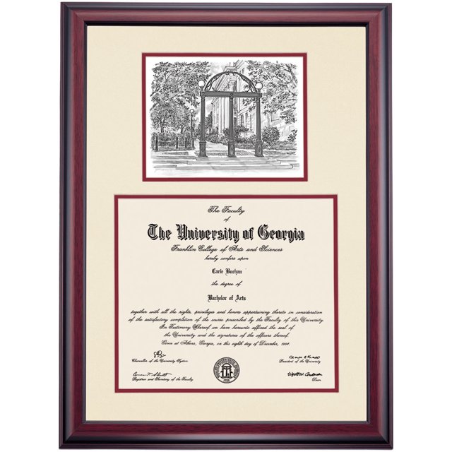OCM Diploma Frame for University of Georgia UGA, Ivory/Maroon Mat with ...