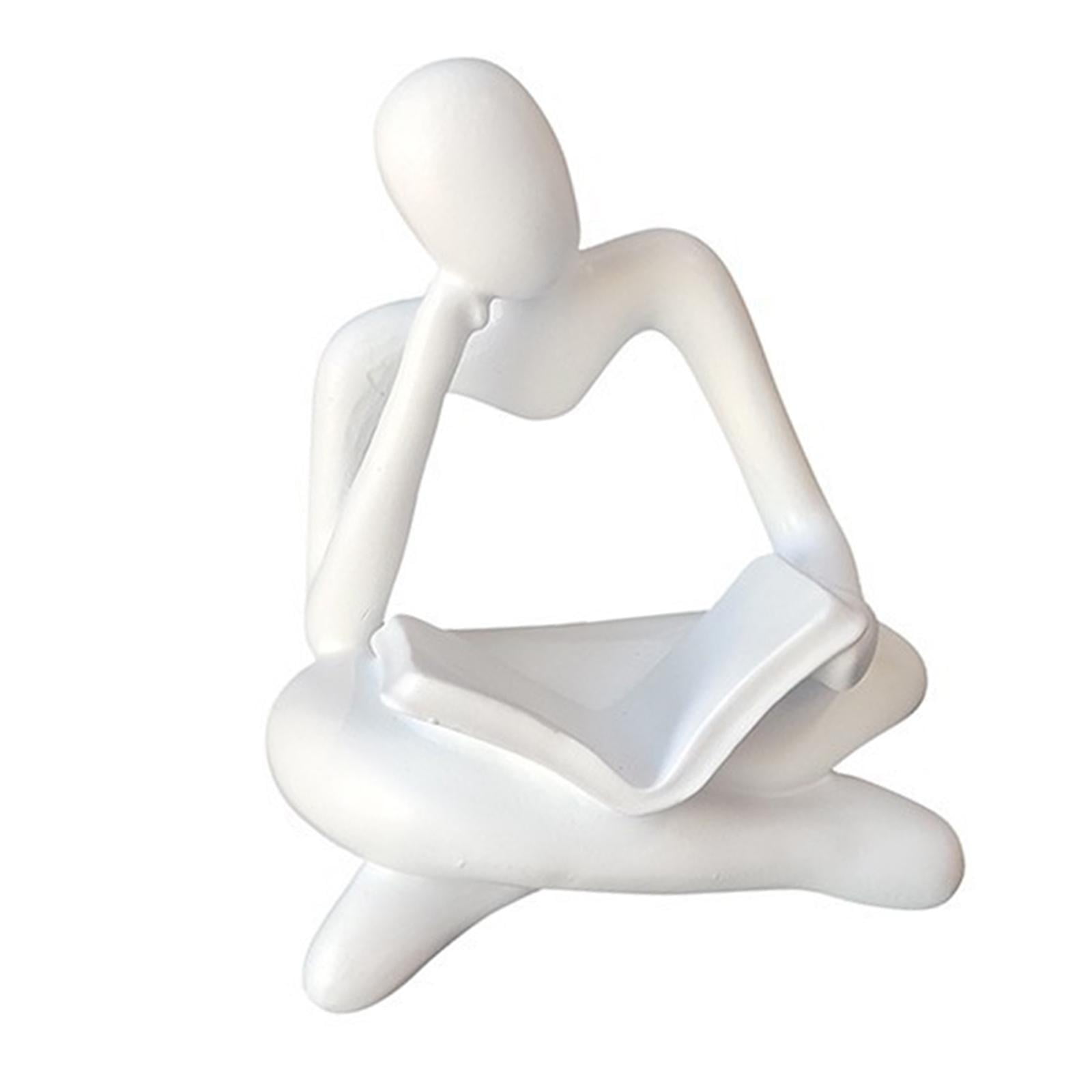 Abstract Thinker Statue Tabletop Decorative Sculpture for Decor White ...