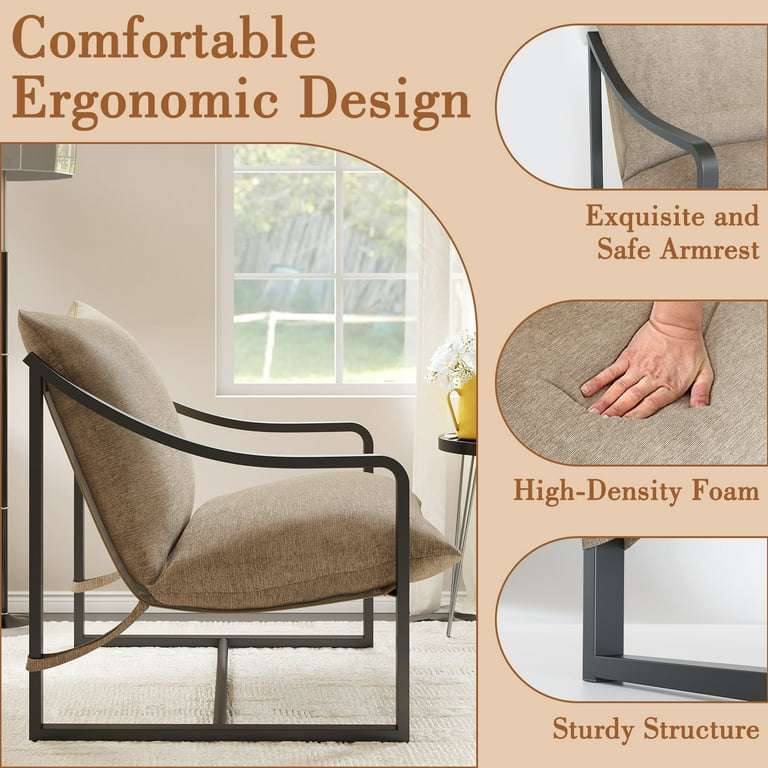 M optimized Mid Century Modern Sling Accent Chair Comfy Fabric Living Room Chairs with Heavy Duty Metal Frame Lounge Reading Armchair for Living Room Bedroom Easy Assembly Walmart