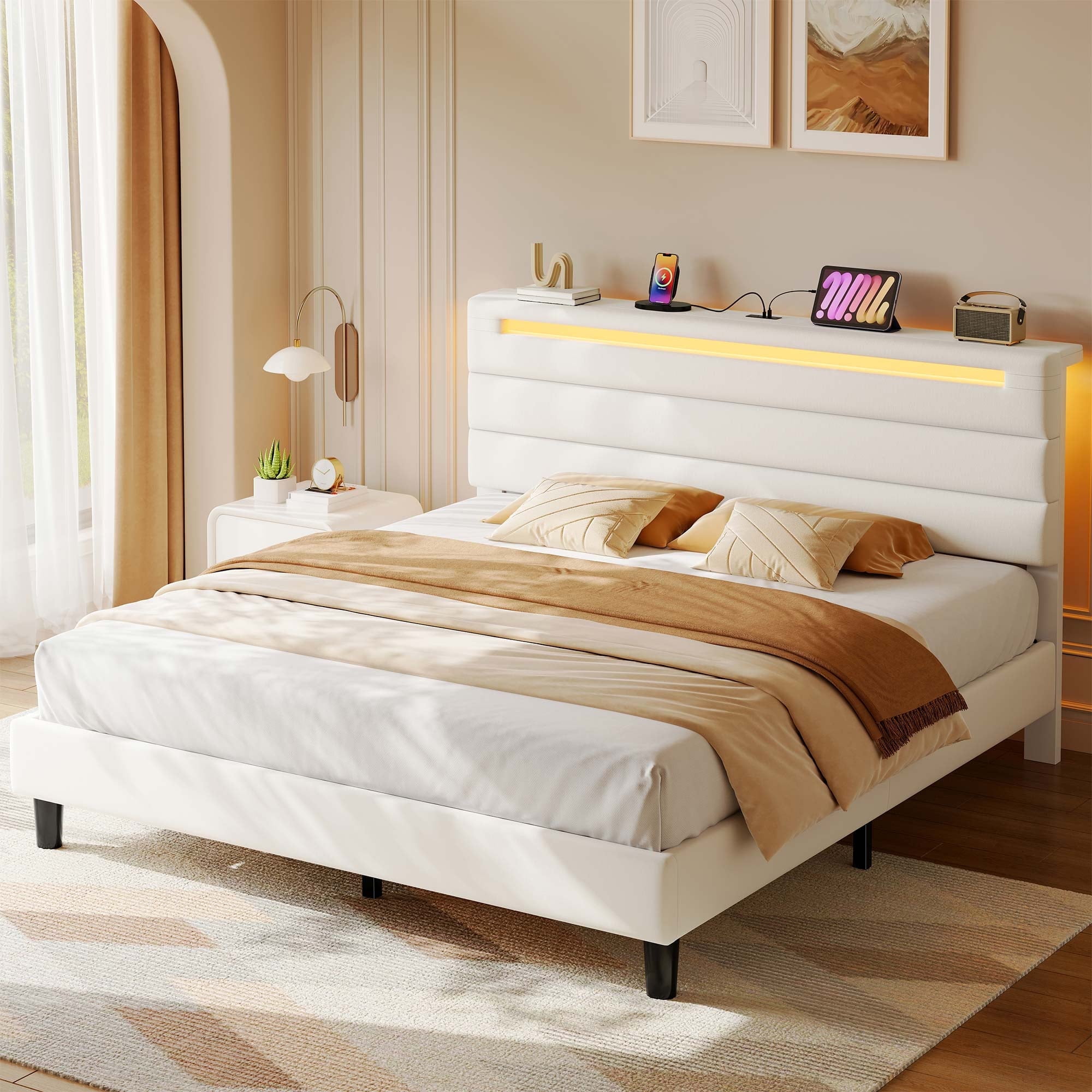 Click here for Greenstell Queen Size Bed Frame With Upholstered S... prices
