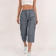 Capri Pants for Women Cargo Elastic Waist Pull On Drawstring Summer ...