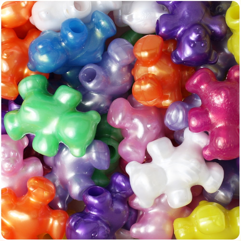 BeadTin Pearl Multi 25mm Teddy Bear Pony Beads (24pcs) - Walmart.com