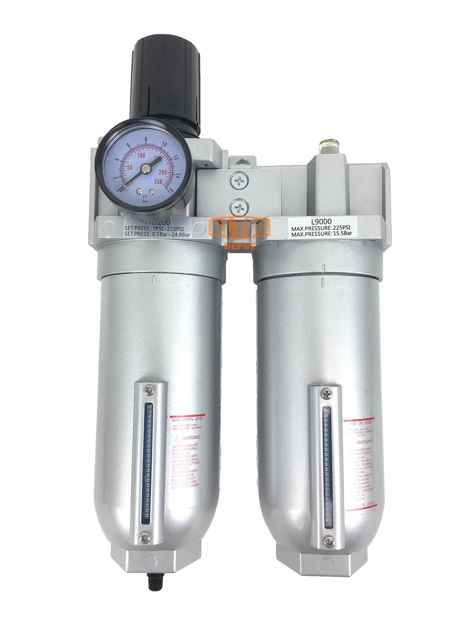 1" NPT SUPER DUTY Compressed Air In Line Filter Regulator Lubricator ...