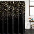 Black Gold Sparkles Bathroom Shower Curtains with 12 Hooks Polyester ...