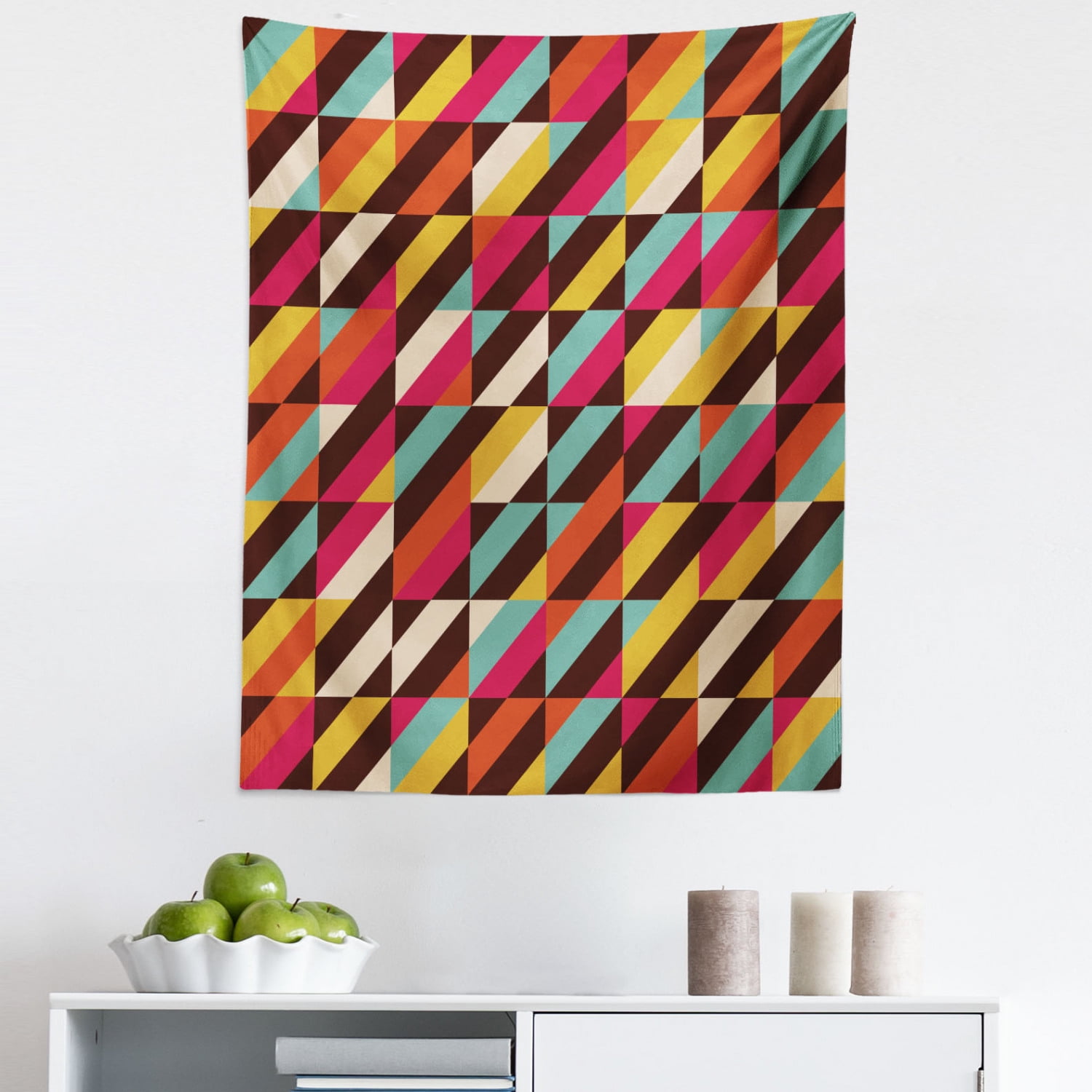 Abstract Tapestry, Funky Geometric Square Boxes with Parallel Color ...