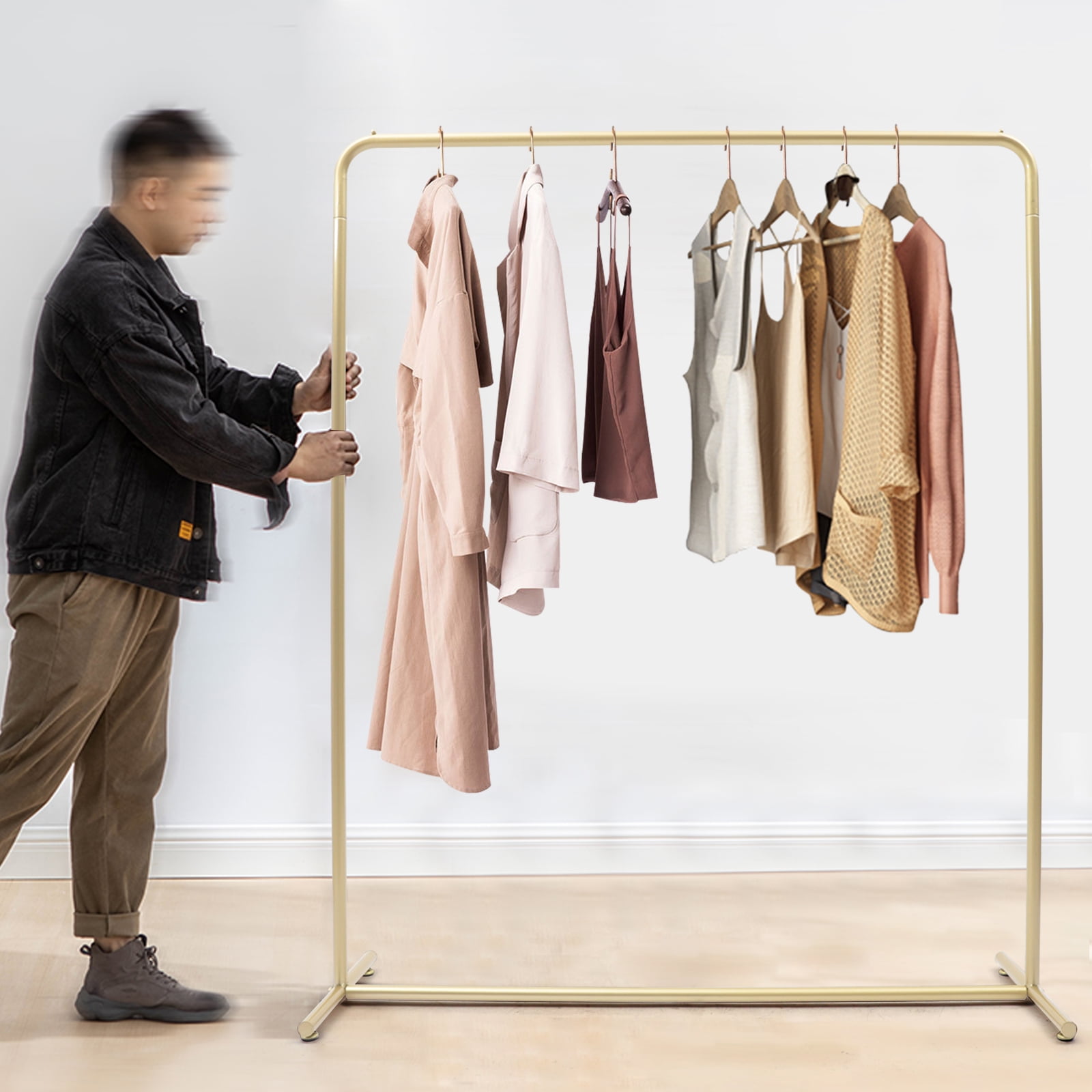 Miumaeov Gold Clothes Rack Freestanding Metal Heavy Duty Clothes ...