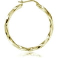 Gold-Tone over Sterling Silver 2mm Twist Round Hoop Earrings - Walmart.com