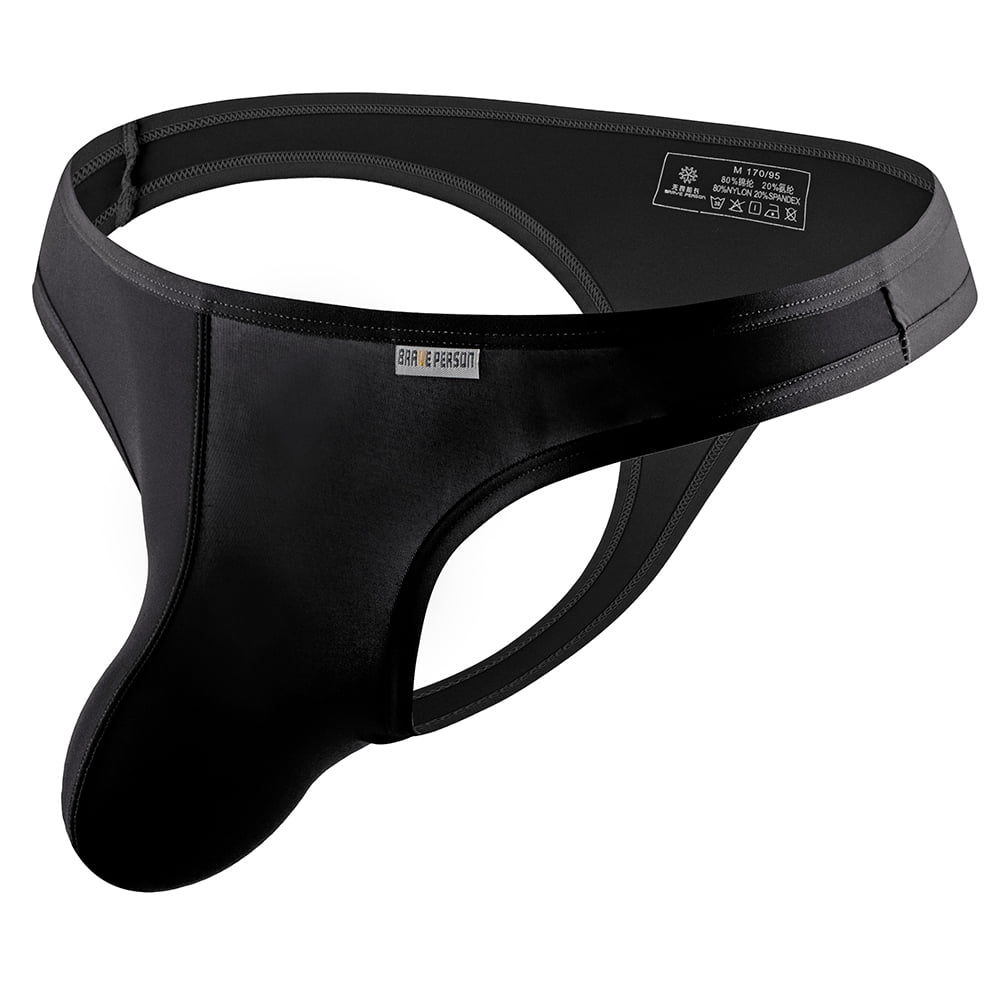 MIZOK Mens Elastic Briefs Thongs G-String Underwear Black XL-2Pc ...