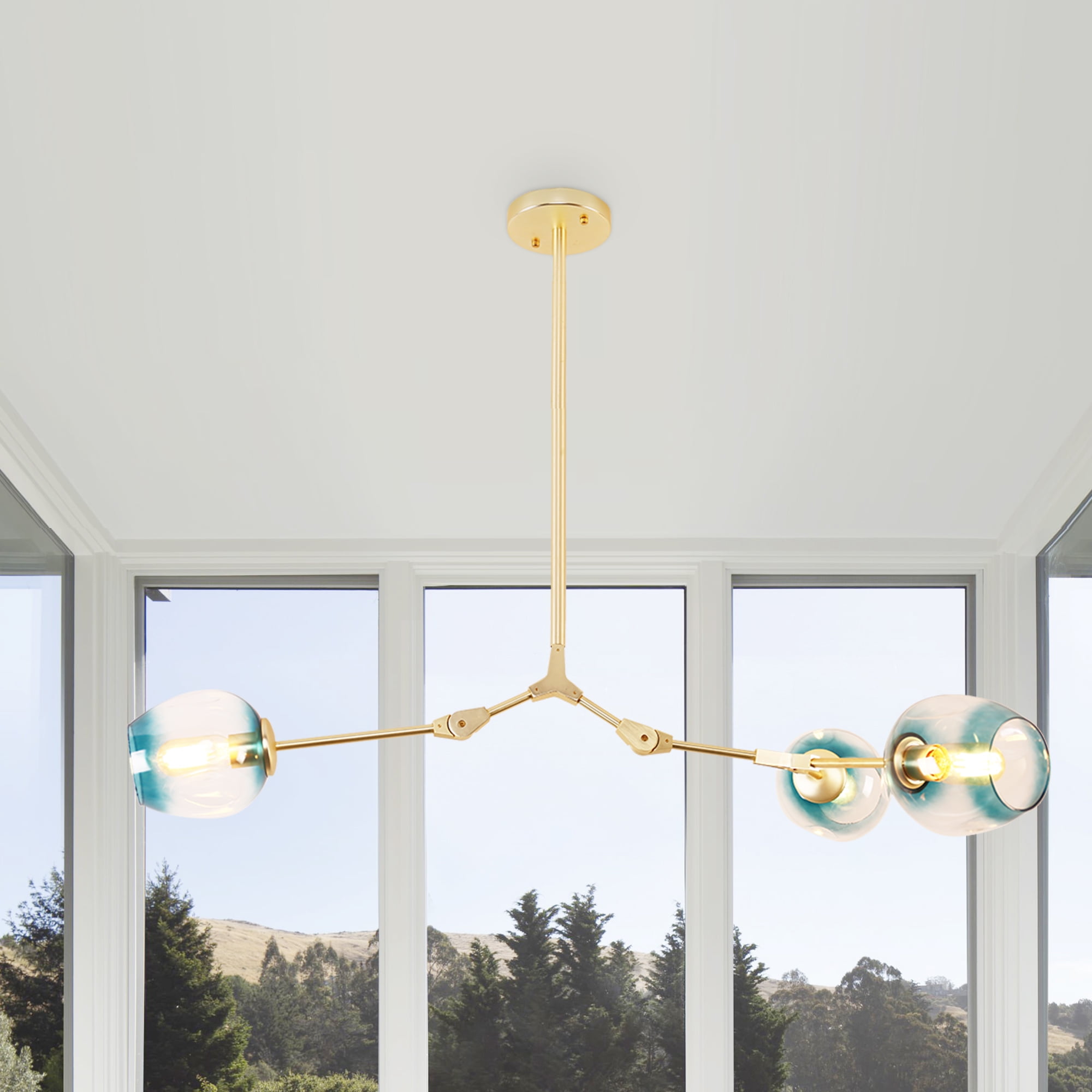 Cusp Barn Mid Century Modern 3-Light Matte Gold Pendant Light ...
